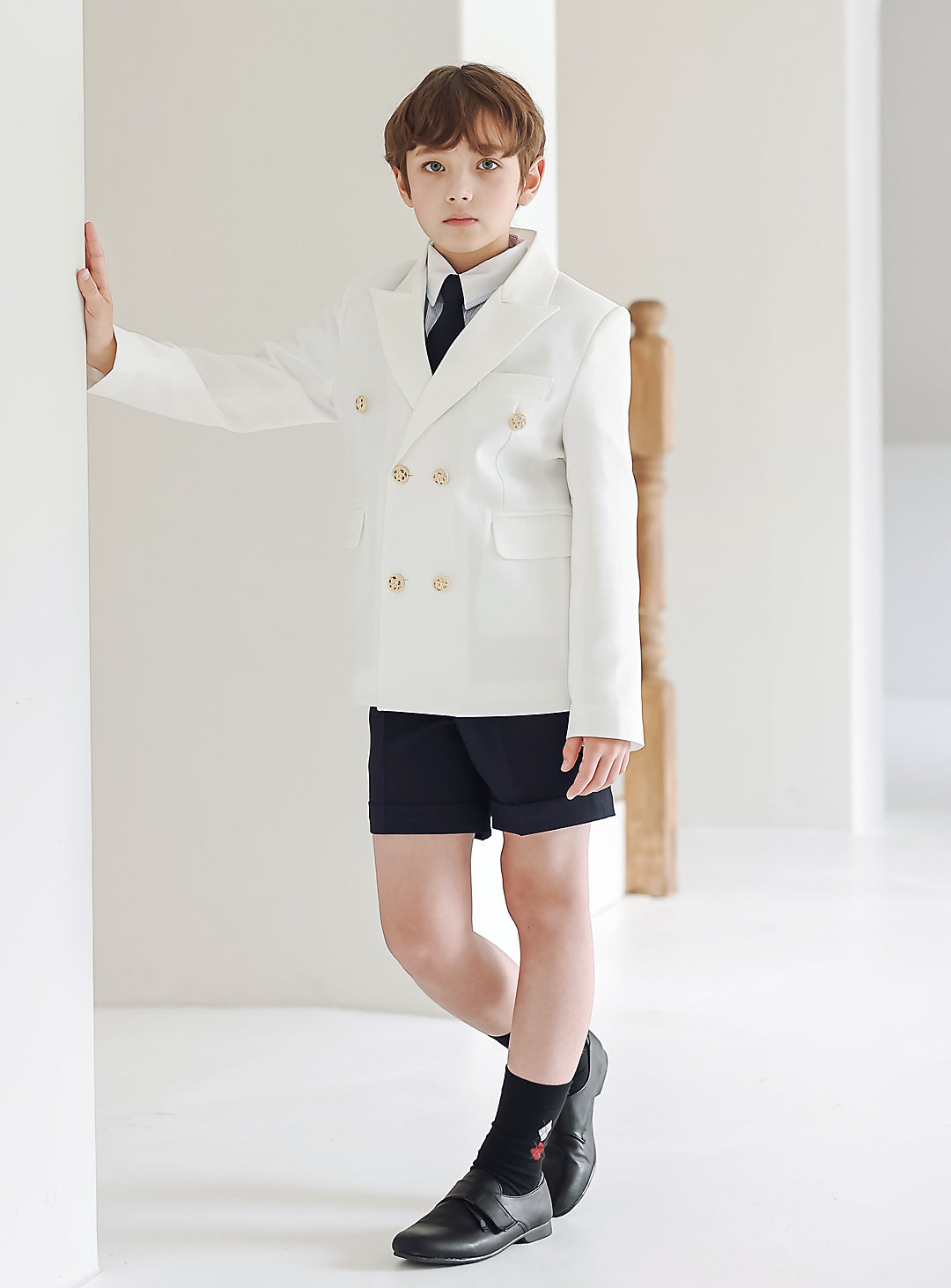 Kids' Suits|Noah White Double-Breasted 3 Piece Short Trouser Suit Set ...