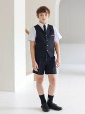 Kids' Suits|Noah White Double-Breasted 3 Piece Short Trouser Suit Set ...